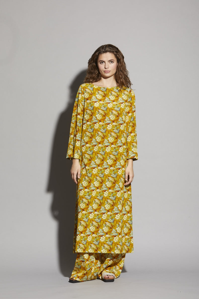 HMHesian kjole - Golden flower print – Heartmade-INT